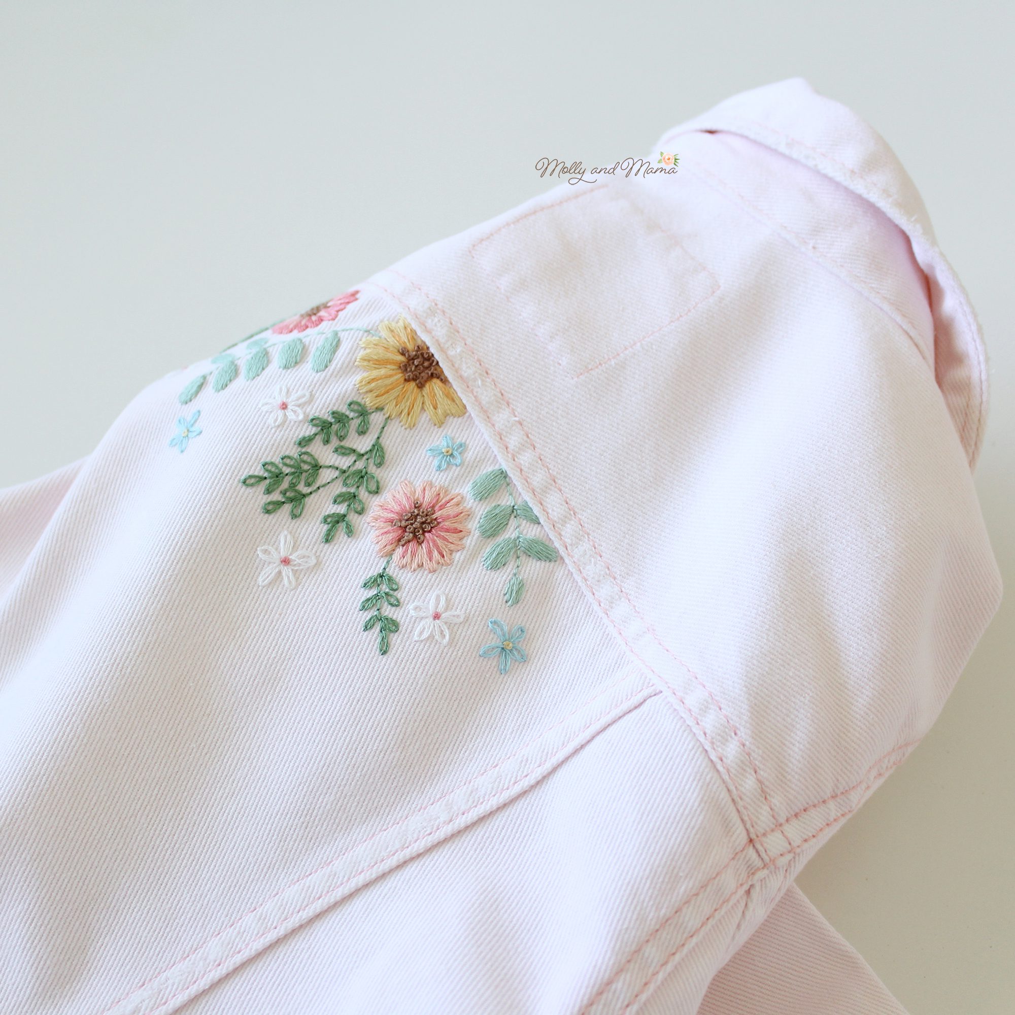 An Embroidered Denim Jacket for the Retro Stitchery Book Tour - Molly ...