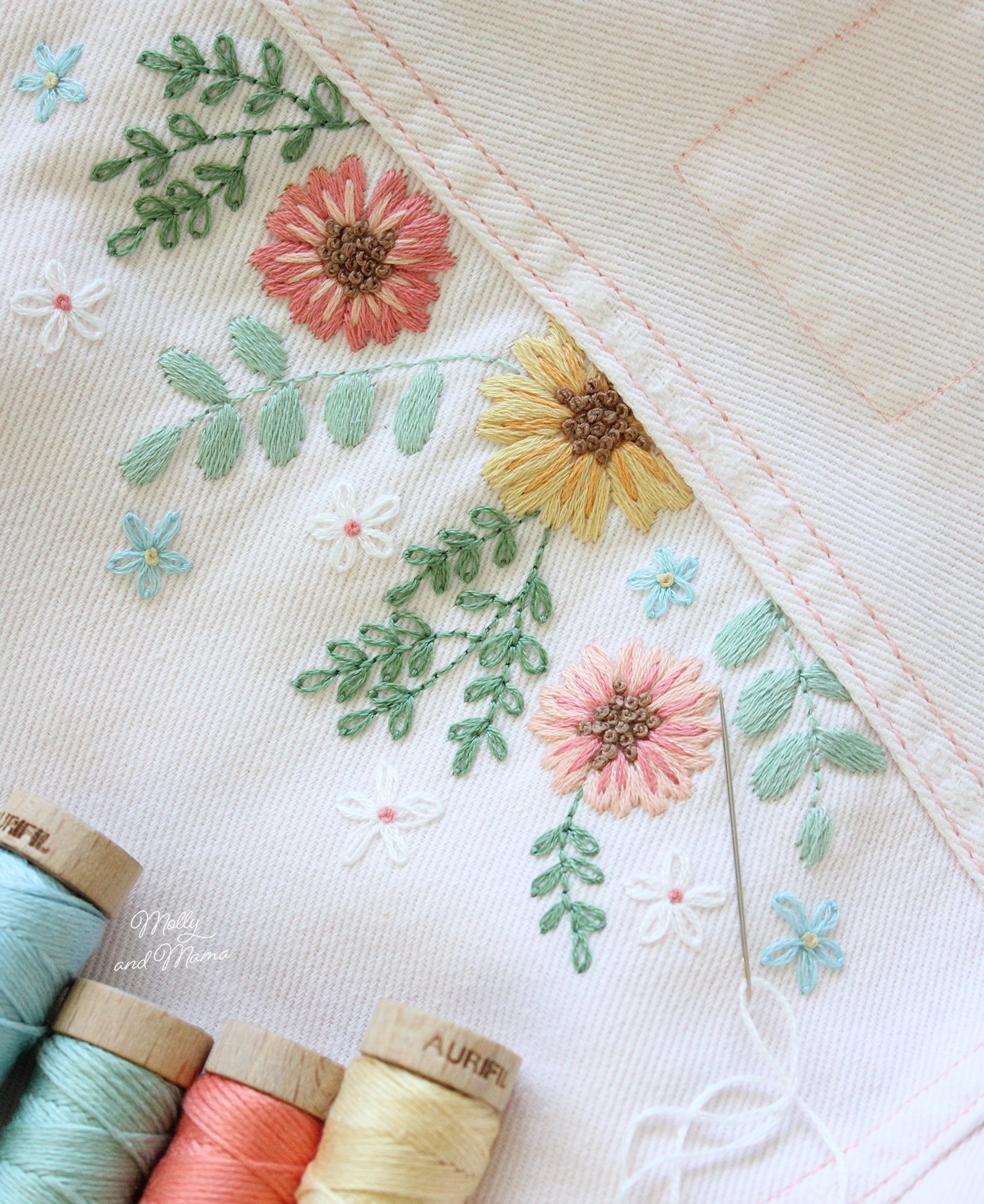 An Embroidered Denim Jacket for the Retro Stitchery Book Tour - Molly ...