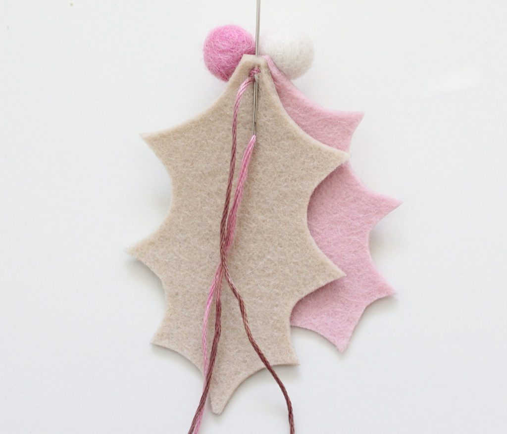 Make Felt Holly Christmas Ornaments - Molly and Mama