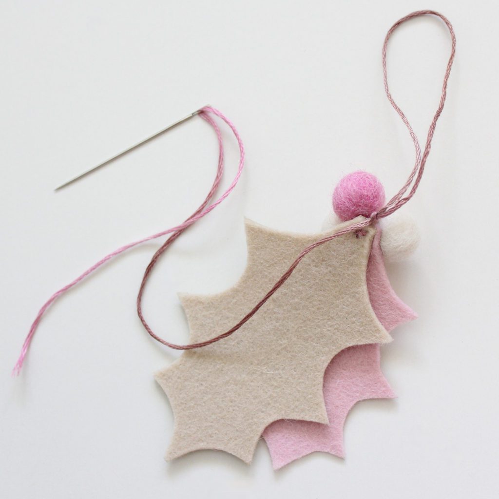 Make Felt Holly Christmas Ornaments - Molly and Mama